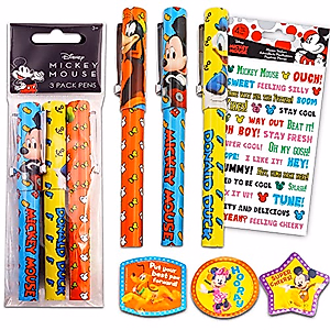 Disney Mickey Mouse Pen Set ~ Bundle Includes Three Mickey Gel Pens, Bookmark, and Stickers (Mickey Mouse Office Supplies)