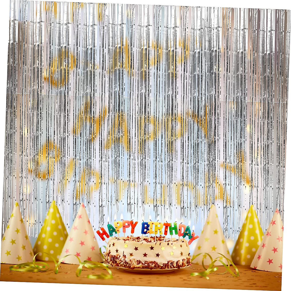 Abaodam 6 Pcs Rain Curtain Background Wall Metallic Fringe Curtains Metallic Tinsel Backdrop Gold Accent Decor Gold Streamers Fringe Curtains Party Decorations Plastic Props Aluminum Foil