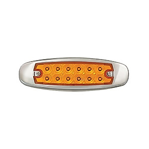 GG Grand General 78565 Amber Rectangular Spyder 12-LED Marker and Clearance Sealed Light with Stainless Steel Rim