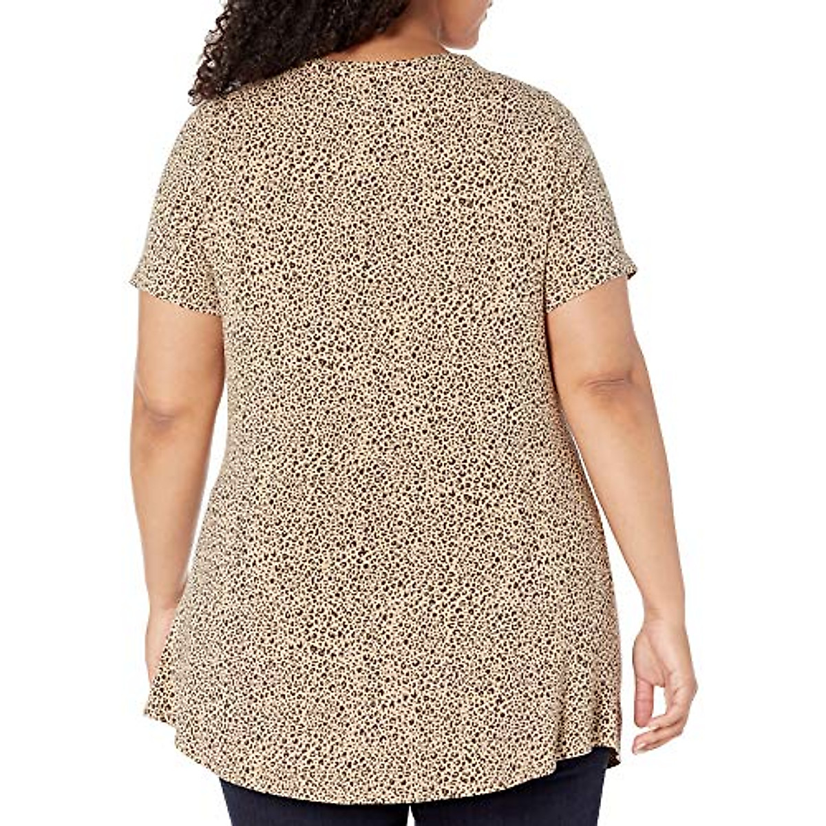 Amazon Essentials Women's Relaxed-Fit Short-Sleeve V-Neck Tunic (Available in Plus Size), Leopard, 3X