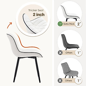 YOUNUOKE Dining Chairs Set of 2 Mid Century Modern Kitchen Chair Comfortable Upholstered Faux Leather Dinner Chairs for Kitchen Dining Room, White