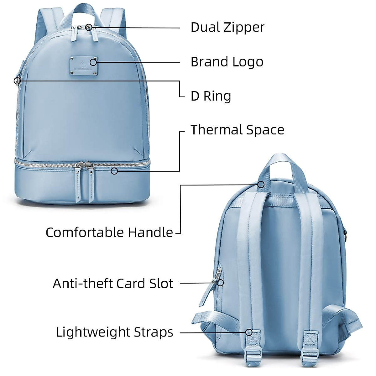 Lamèredelaterre Mini Diaper Bag Backpack Small Casual Bag Commuter Bag Lunch Bag Thermal Cooler Ladies Women Mommy Cute Young Fashion