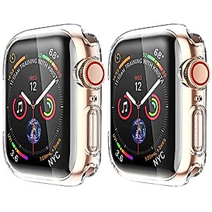 HANKN 2 Pack 45mm Clear Screen Protector Case for Apple Watch Series 9 8 7 45mm Case, Soft TPU Full Coverage Front Protective Shockproof iWatch Bumper Cover (Clear+Clear, 45mm)