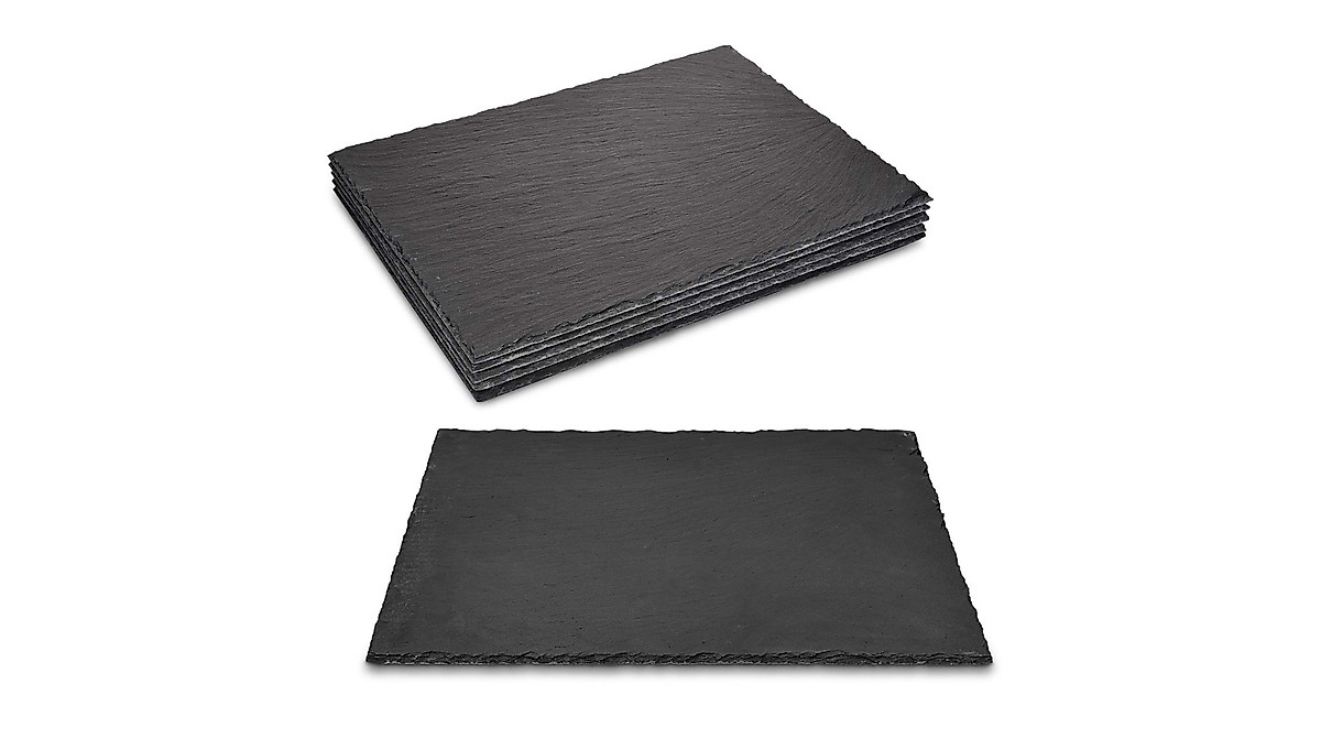 Navaris Natural Slate Serving Plates - Set of 6 Place Mat Serving Trays ...