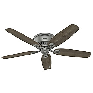 Hunter Fan Company, 51113, 52 inch Builder Matte Silver Low Profile Ceiling Fan with LED Light Kit and Pull Chain