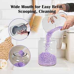 Laundry Pods Glass Jars Container Set, 2 Pack -0.8 Gallon Airtight Container for with 5 Labels for Laundry Room Detergent Powder,Scent Beads Organization and Storage,1 Pack- Dryer Sheet Holder.