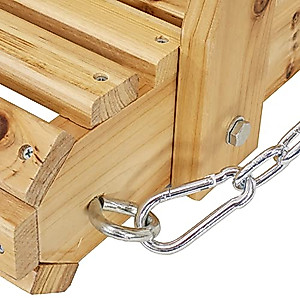 Sunnydaze Traditional Wooden Porch Swing - Hanging Outdoor Patio Wooden Bench - Porch and Patio Swing with Chains - Finished Wood Porch Swing - 2-Person Bench Swing - 58.5-Inch