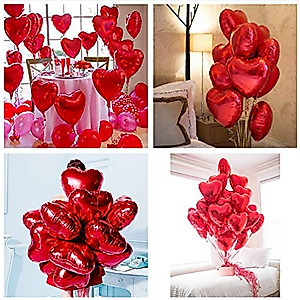 Ximkee 18 Inch Red Heart Foil Helium Balloons(10 PK) Valentines Day Wedding Engagement Decorations