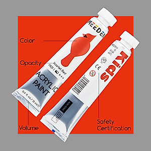 MEEDEN Acrylic Paint Set for Kids, 12 Colors Artist Grade Paint Tubes, Heavy Body, Rich Pigments, Non-Toxic Paints-96 Tubes (0.4 oz, 12 ml)