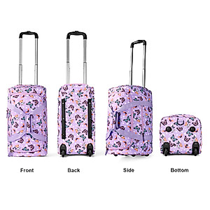 Choco Mocha Girls Butterfly Suitcase with Wheels Kids Purple Rolling Duffle Bag for Camping Teen Girls Toddler Luggage Bag for Travel, 22inch