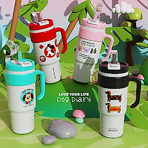 IRNATO Family Size Thermos Mug 316 Stainless Steel With Handle, Leak-proof, Can Be Freely Matched With Family Combinations, Cute Pet Logo, Easy To Carry, Full Of Flowers And Cute Pets12OZ,20OZ,40OZ