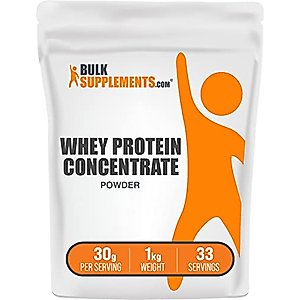 BULKSUPPLEMENTS.COM Whey Protein Concentrate Powder - Whey Protein Powder - Protein Powder Unflavored - Flavorless Protein Powder - 30g per Serving, 33 Servings (1 Kilogram - 2.2 lbs)