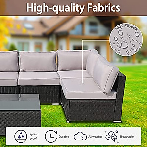 VIXLON Outdoor Patio Cushions Replacement Covers for Wicker Rattan Patio Furniture Conversation Set Outdoor Cushion Covers with Zipper Fit (Grey (Only Cover), 14 Piece Sets)