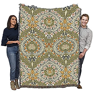 Pure Country Weavers William Morris Eden Blanket - Arts & Crafts - Gift Tapestry Throw Woven from Cotton - Made in The USA (72x54)