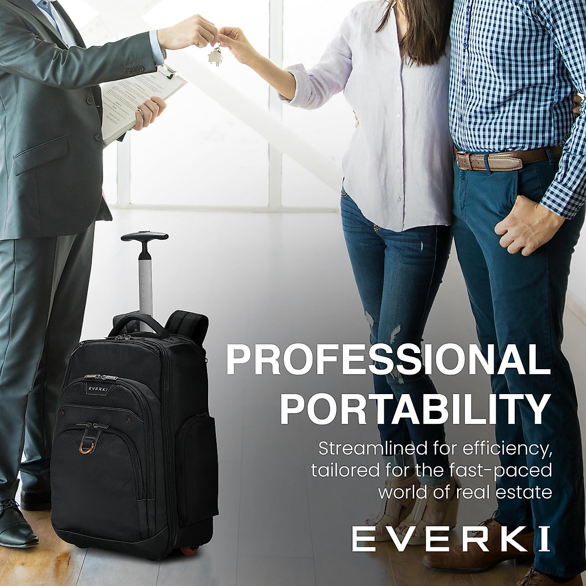 EVERKI (EKP122) Atlas Wheeled Laptop Backpack Adjustable Compartment, Business Professional,Black,13-Inch to 17.3-Inch