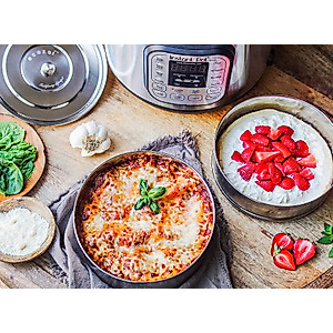 ecozoi Instant Pot Stackable Insert Pans for 6 & 8 Quart, 3 Tier Steamer Insert Pans for Instant Pot Pressure Cooker, Pot in Pot for Baking, Steaming & Casseroles, 2 Interchangeable Lids and Sling