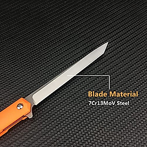 HUAAO 7.95’’ Slim Pocket Knife, CEO Knife Gentleman Knife with Clip, Liner Lock, Flipper Knife Slim Folding Knife for EDC Camping Fishing Hiking
