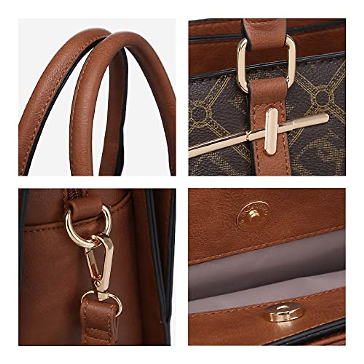 Women Handbag Wallet Tote Shoulder Hobo Bag Top Handle Satchel Purse Set 2pcs with 3 Compartments