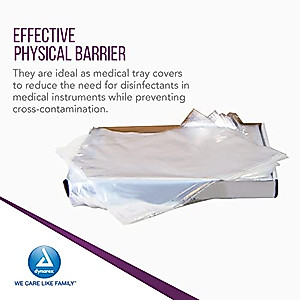 Dynarex Tray Sleeves, Tattoo and Dental Tray Sleeves, Made of Clear Plastic, Barrier Between Tray and Instruments, Medium, 10 ½” x 14”, 1 Box of 500