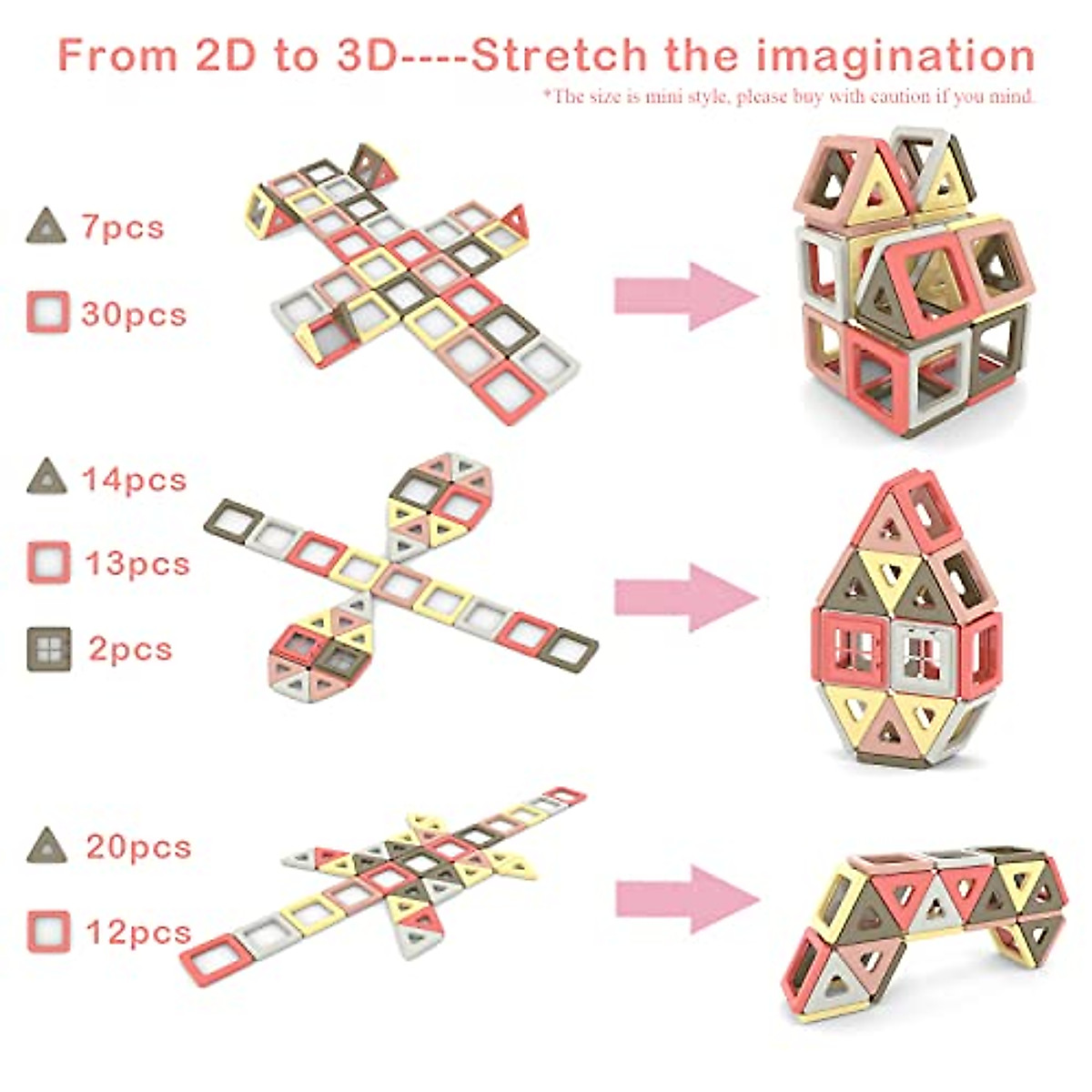 AOMIKS Magnetic Blocks Tiles 162PCS for Kids Ages 3+ Years Old Creativity & Educational 3D Mini Magnetic Building Toys for Girls and Boys Birthday STEM Magnetic Building Tiles Set