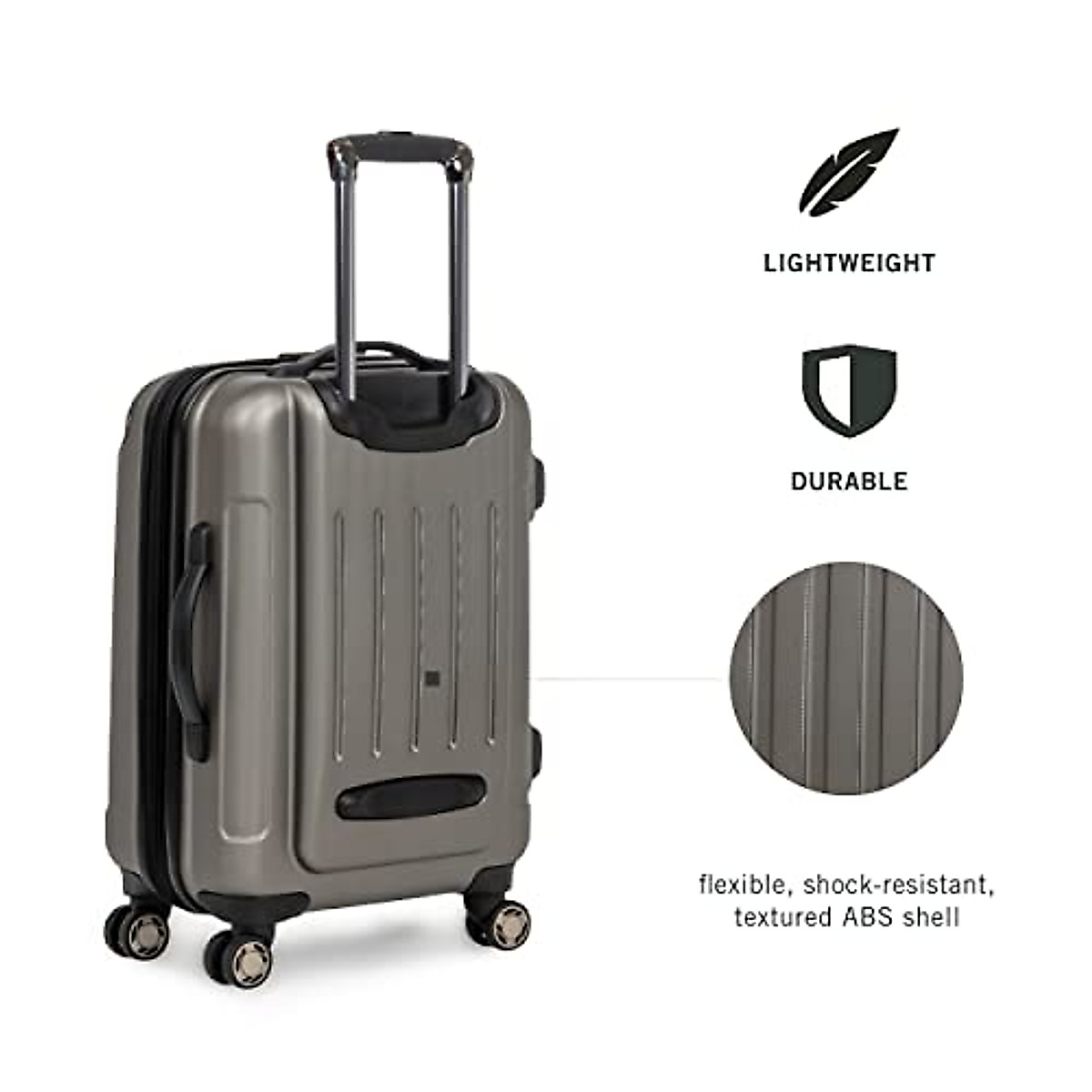 Kenneth Cole REACTION Renegade Luggage Expandable 8-Wheel Spinner Lightweight Hardside Suitcase, Silver, 20-Inch Carry On