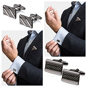 LOLIAS 6 Pairs Mens Cufflinks Set Classic Wedding Unique Cufflink for Tuxedo Shirts Formal Business Shirts