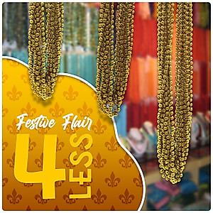 Windy City Novelties - 33" Inch Metallic Bead Necklace Bulk 72 Pack (Gold)