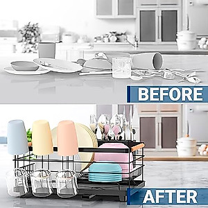 Dish Drying Rack - Dish Drainers for Kitchen Counter - Compact Portable Drainboard - Best RV Accessories Kitchen Storage & Organization - Kitchen Essentials Dish Drying Rack - Housewarming Gift Idea