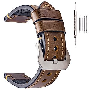 EACHE Leather Watch Bands Handmade Genuine Leather Watch Straps Vintage Design Classical Thick Watch Bands 20mm