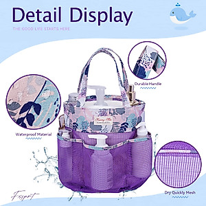Fypxd Pretty Mesh Shower Caddy Portable for College Dorm Room Essentials,Durable Mesh Beach bag with Multiple Pocket Large Capacity,Shower Travel tole Bag for Beach,Swimming,Gym (Purple)