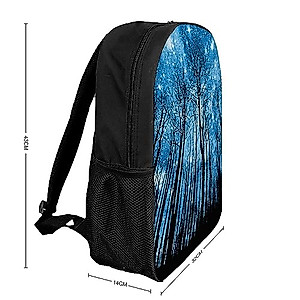Psychedelic Starry Night Forest Travel Backpack Casual 17 Inch Large Daypack Shoulder Bag with Adjustable Shoulder Straps