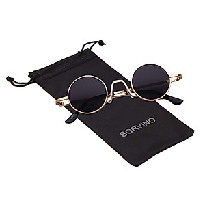 SORVINO Retro Small Round Sunglasses for Men Women Vintage Style Metal Frame