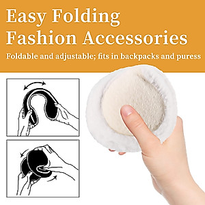 TOPZGLEEY Winter Earmuffs For Women Girls, Faux Furry Soft & Warm Earmuffs Cute Foldable Outdoor Ear Warmers -Ear Covers for Cold Weather(White)