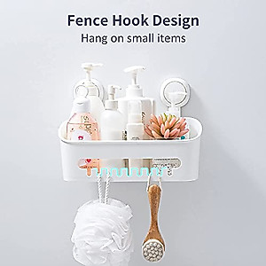 TAILI Suction Cup Storage Basket Set Pack of 2 Soap Holder + Shower Caddy Wall Mounted Organizer for Shampoo,Soap, Conditioner, Drill-Free with Vacuum Suction Cup for Kitchen & Bathroom