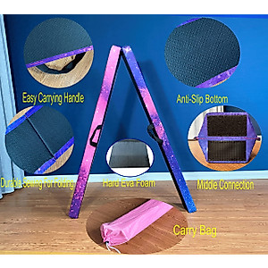 FC FUNCHEER Foldable Gymnastics Beam for Kids,6FT/9FT Floor Balance Beam,Non-Slip Base,Faux Suede Cover with Carrying Bag and Handles