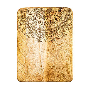 Bloomingville Boho Wood Charcuterie Laser Design, Natural Cheese/Cutting Board