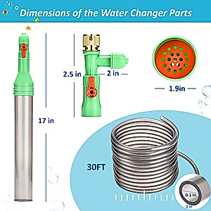 ZZM Fish Tank Cleaning Tools, Aquarium Water Changer Kit, Siphon Fish Tank Vacuum Gravel Cleaner, Universal Water Pump Accessories for Aquarium Quick Water Change (30ft)