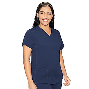 Med Couture Women's Touch Collection V-Neck Shirttail Hem Kerri Scrub Top, Navy, X-Large