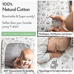 Mini Portable Crib Sheets Fitted for 24 x 38 Inch Mattress – Compatible with Dream on Me, Delta Porta Crib and Arms Reach Ideal Cosleeper – 2 Pack