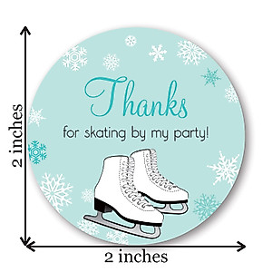 2" Round Ice Skating Thank You Party Favor Stickers - Set of 40