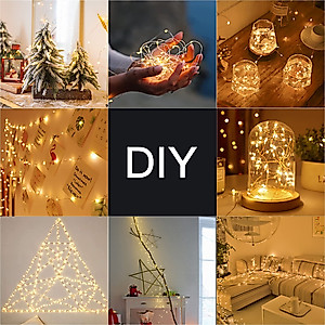 Whalegend Outdoor Lights 2 Pack 33ft 100LED Battery Powered Copper Wire String Lights 8 Modes with Remote Control for Bedroom Christmas Party Home Wedding Decorations Garden Indoor Decor Warm White