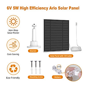 Coohchch Solar Panel Charger for Google Nest Camera Outdoor & Indoor (Battery Version), 6V 5W Output Solar Panel Fast Charge, Camera Solar Panel Charger with 360 Degree Adjustable Solar Holder