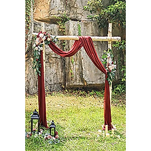 Lookein Chiffon Runner Arch Decorations for Wedding Ceremony Arch Drapping Fabric for Wedding Swags, 2 Panels 30" Wide 6 Yards Long, Burgunday