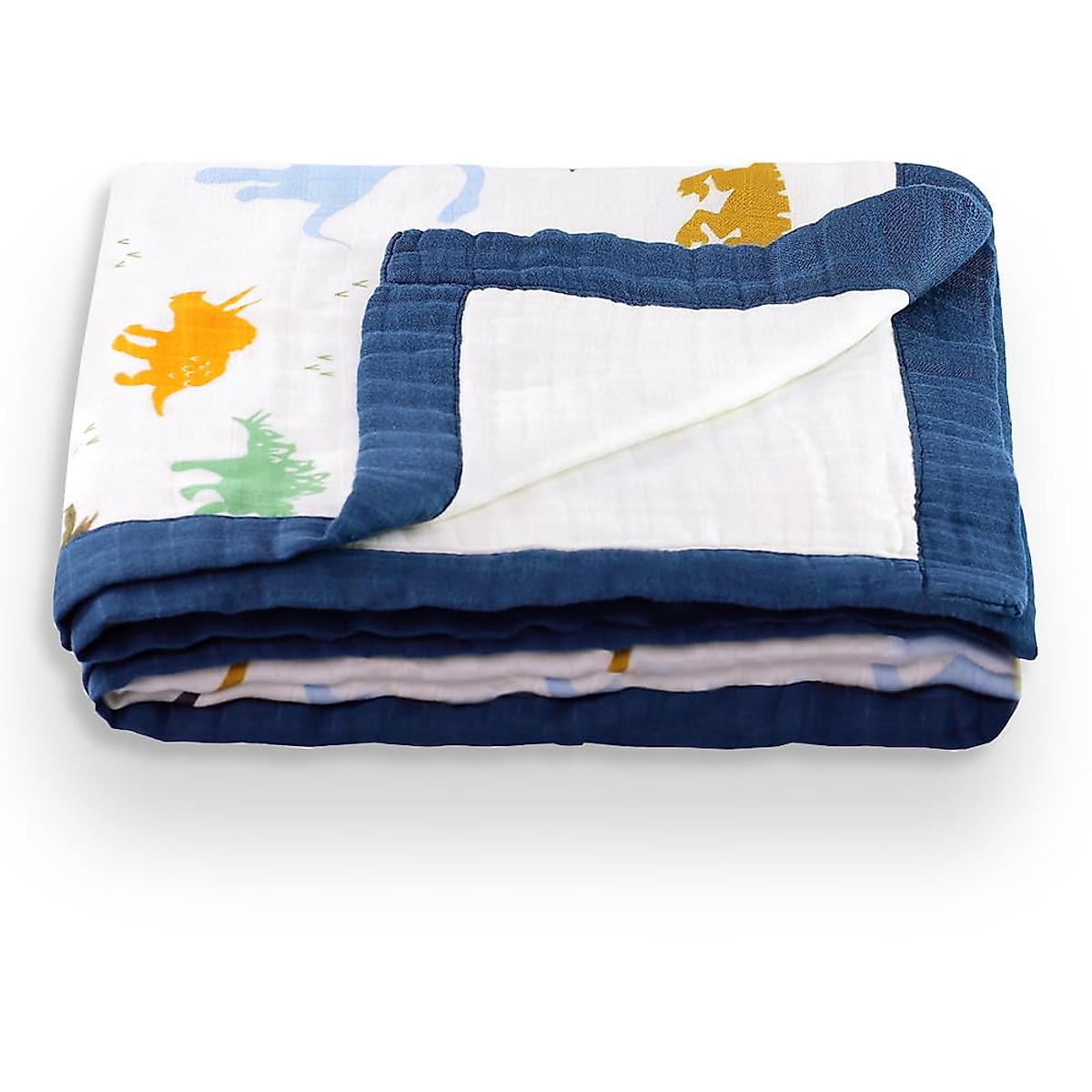 Aenne Baby, 4-Layer Muslin Toddler Crib Blanket for Boys, Warm and Hypoallergenic Extra Soft Wrap for New Borns and Infants, Dinosaur Dino Print, Large 47"x 47", 1 Pack