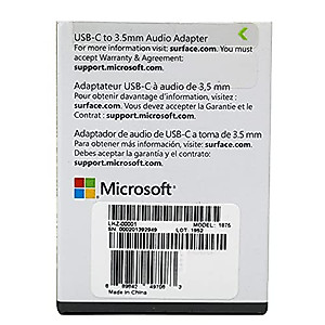Microsoft Surface USB-C Audio Adapter 3.5mm Headphone Stereo Mini Jack (F) Black LKZ-00001