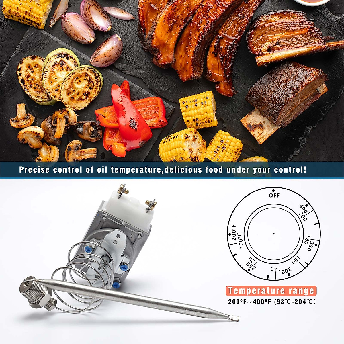 RX-2-24 Thermostat for Fryer 3/8" Mpt Stuff Box, 00-913153 Thermostat RX Series Millivolt Thermostat RX-10-24 compatible with ROBERTSHAW, compatible with Adcraft deep Fryer, 200-400F