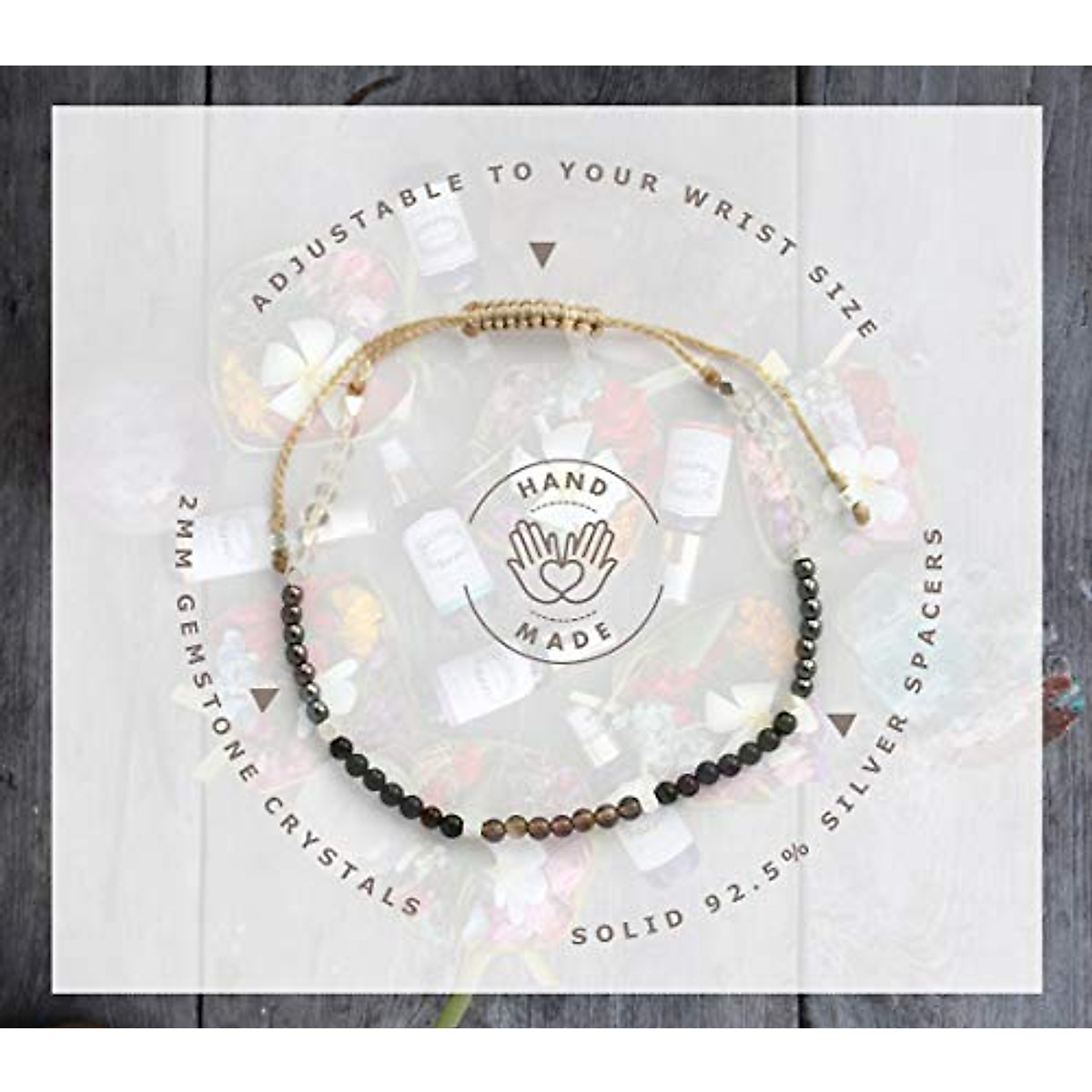 BALIPURA - Healing Bracelet for Women - Healing Crystals, Black Tourmaline- Grounding Hematite Bracelet- Crystals Bracelet And Healing Stones - Smoky Quartz - 2mm Small Bead Bracelets