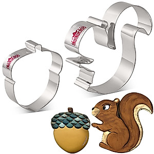 LILIAO Squirrel and Acorn Cookie Cutters for Thanksgiving - Stainless Steel