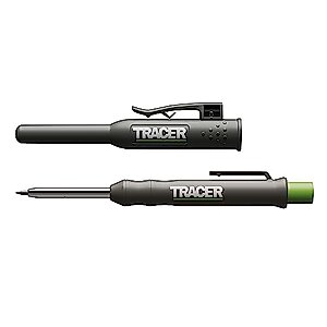 TRACER Deep Hole Construction Pencil with TRACER Site Holster. Extendable 2B Carpenter Pencil with Inbuilt Carpenter Pencil Sharpener