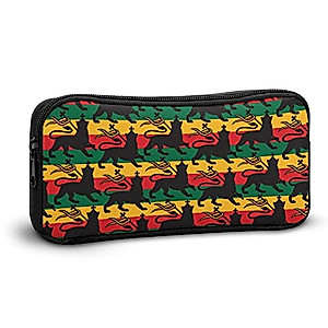 Rastafarian Lion Flag Pencil Case Makeup Bag Big Capacity Pouch Organizer for Office College